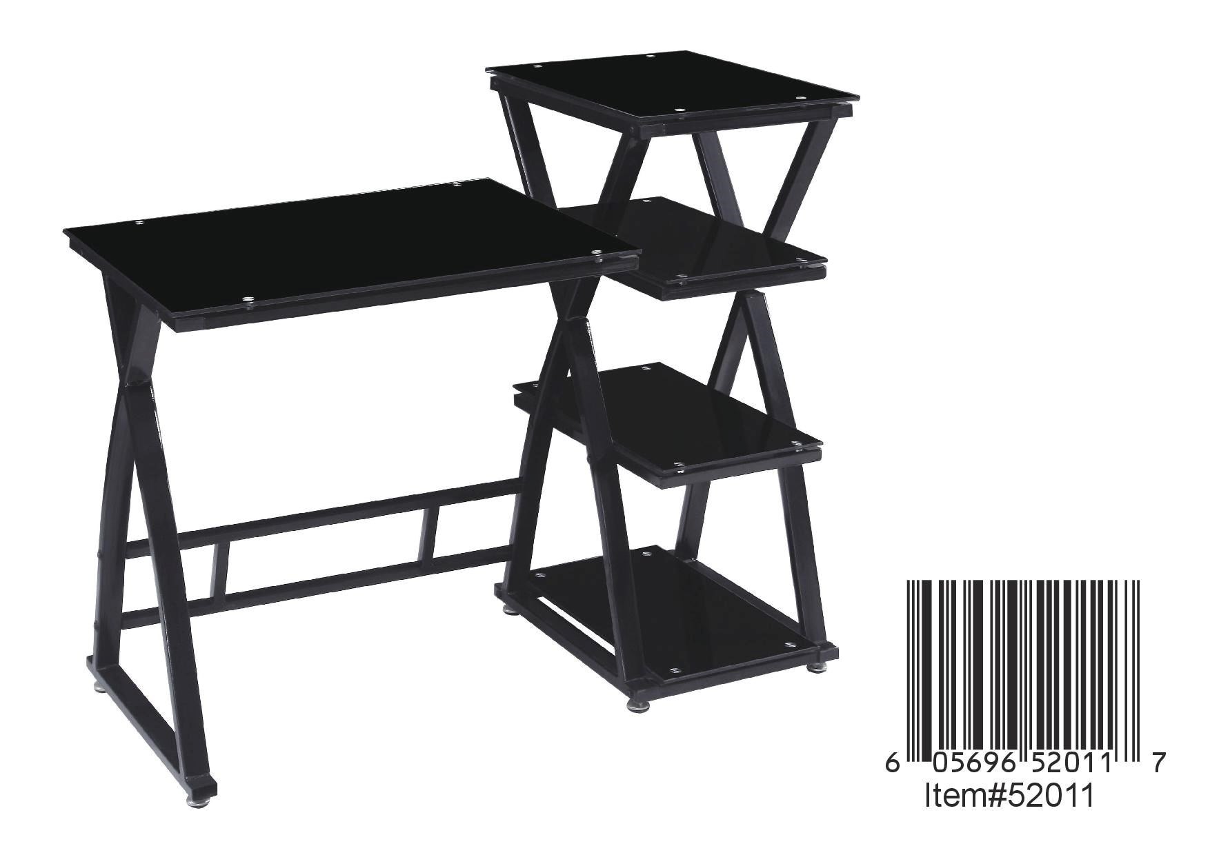 Mini Black Glass Computer Desk Mobile Standing Desk With Writing