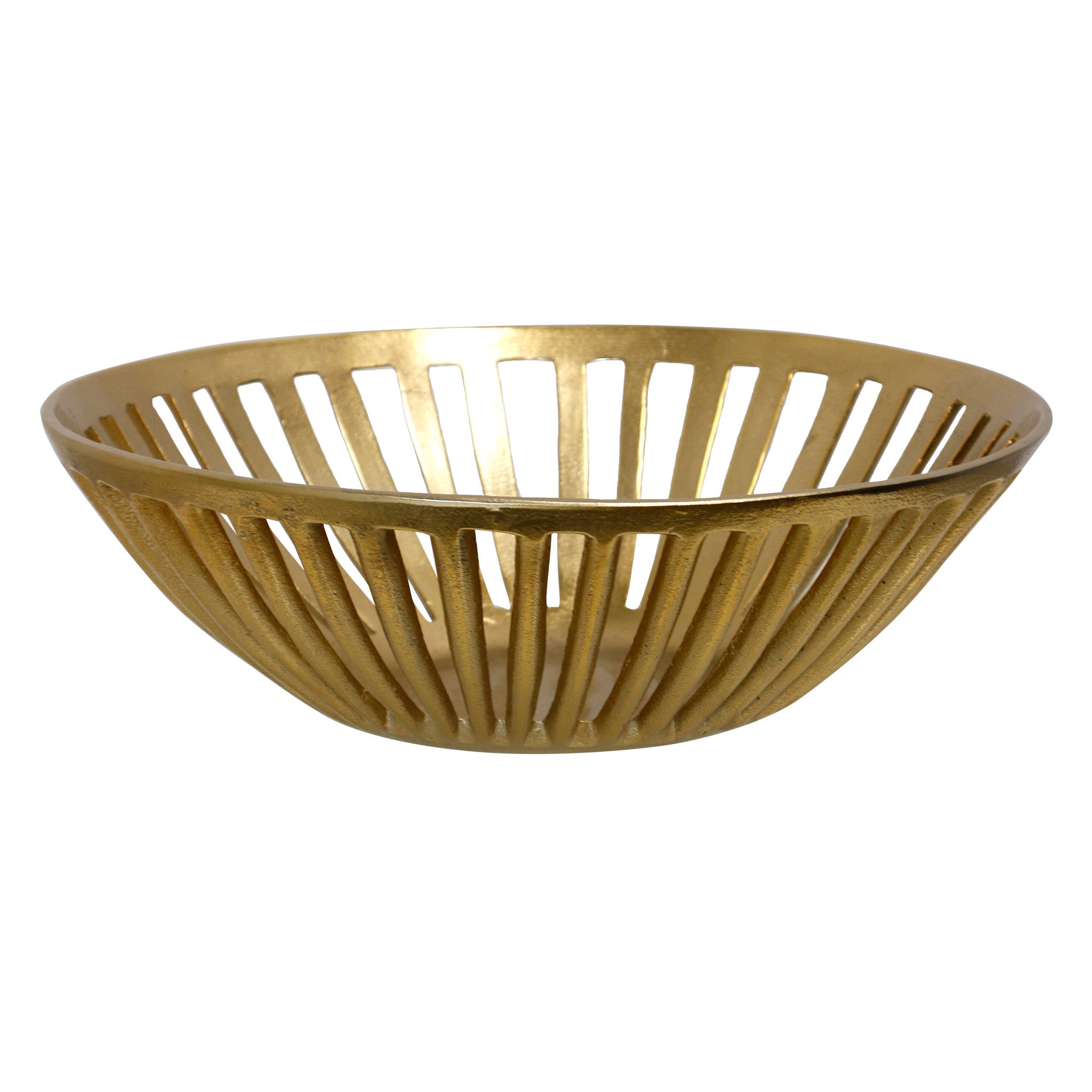 GOLD FINISH | Round Aluminum Cast Bowl with Open Work | 15in W. X 5in ...