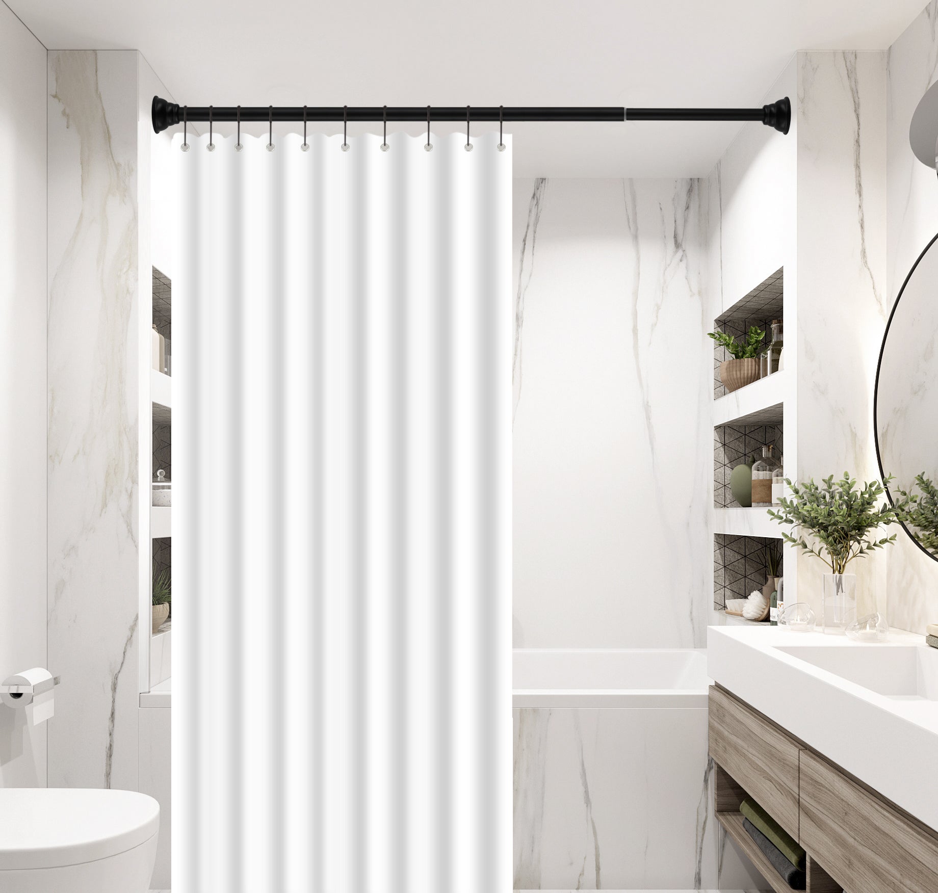 Matte black shower curtain rod store