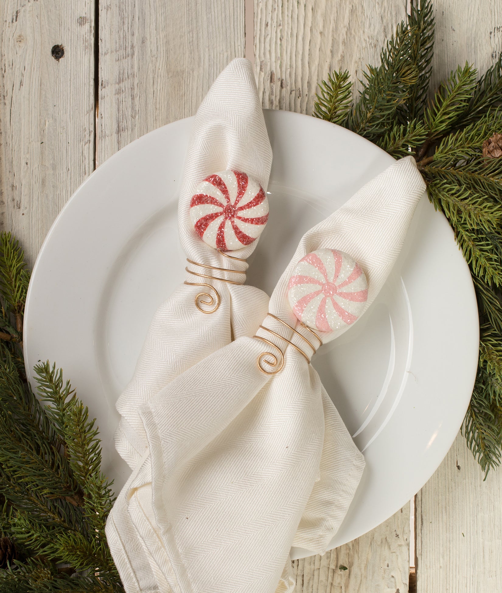 Red Peppermint Napkin Holder Wine Charm holiday brights Bethany Lowe Designs