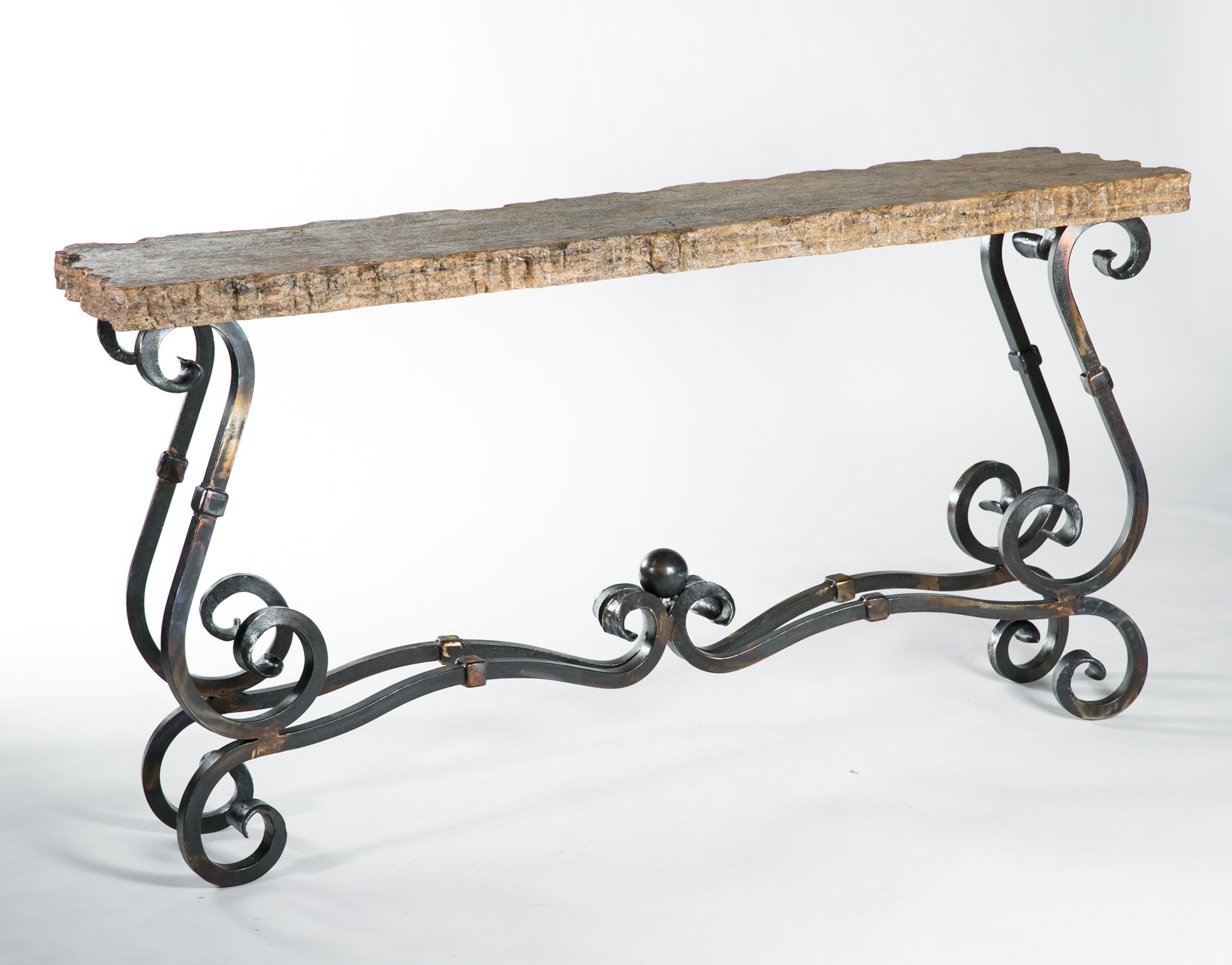 French Console Table w Live Edge Marble Top Marble Size 64 x 18 x 2.5 console tables Prima Design Source