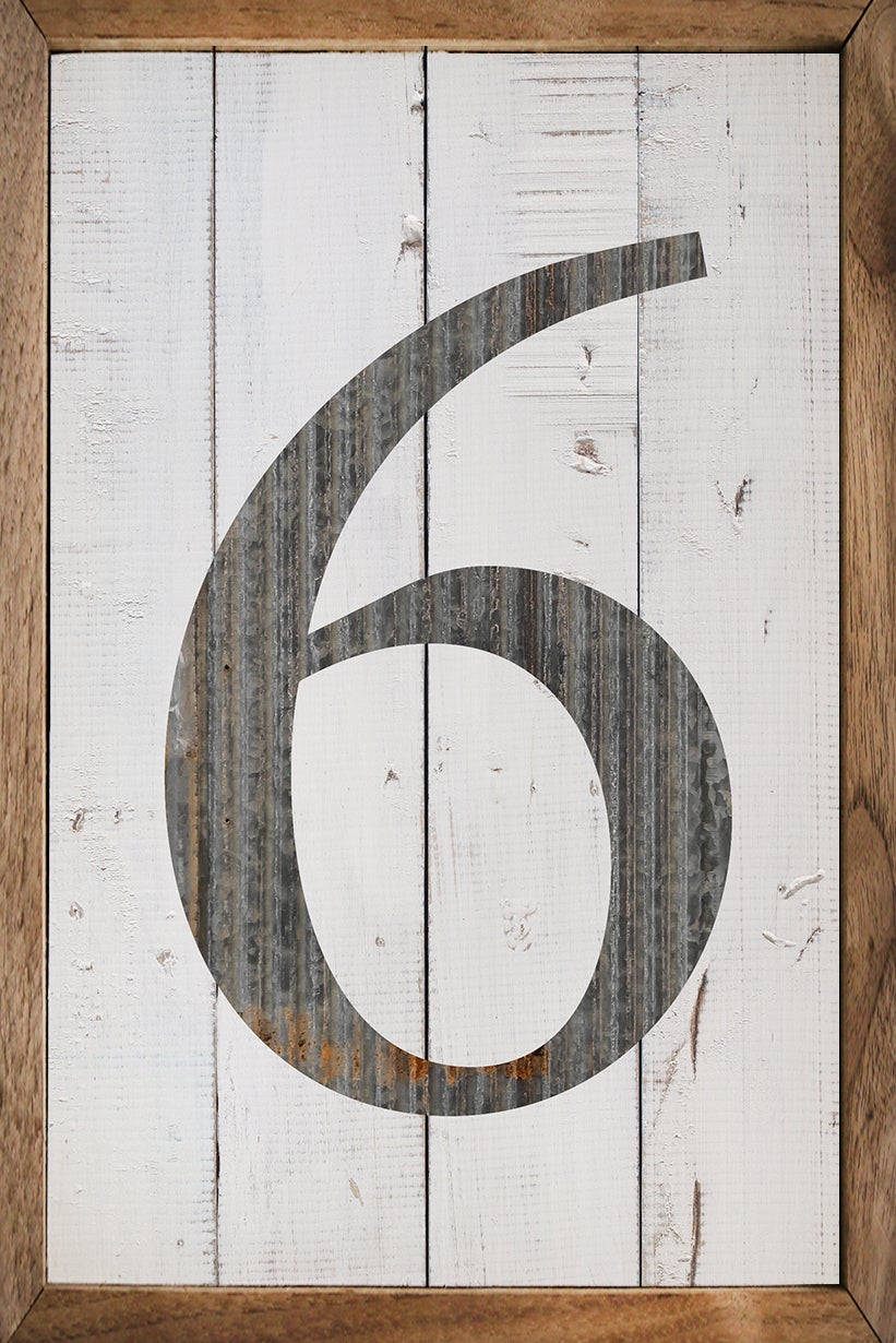 Tin Number Six - letters & numbers | Kendrick Home