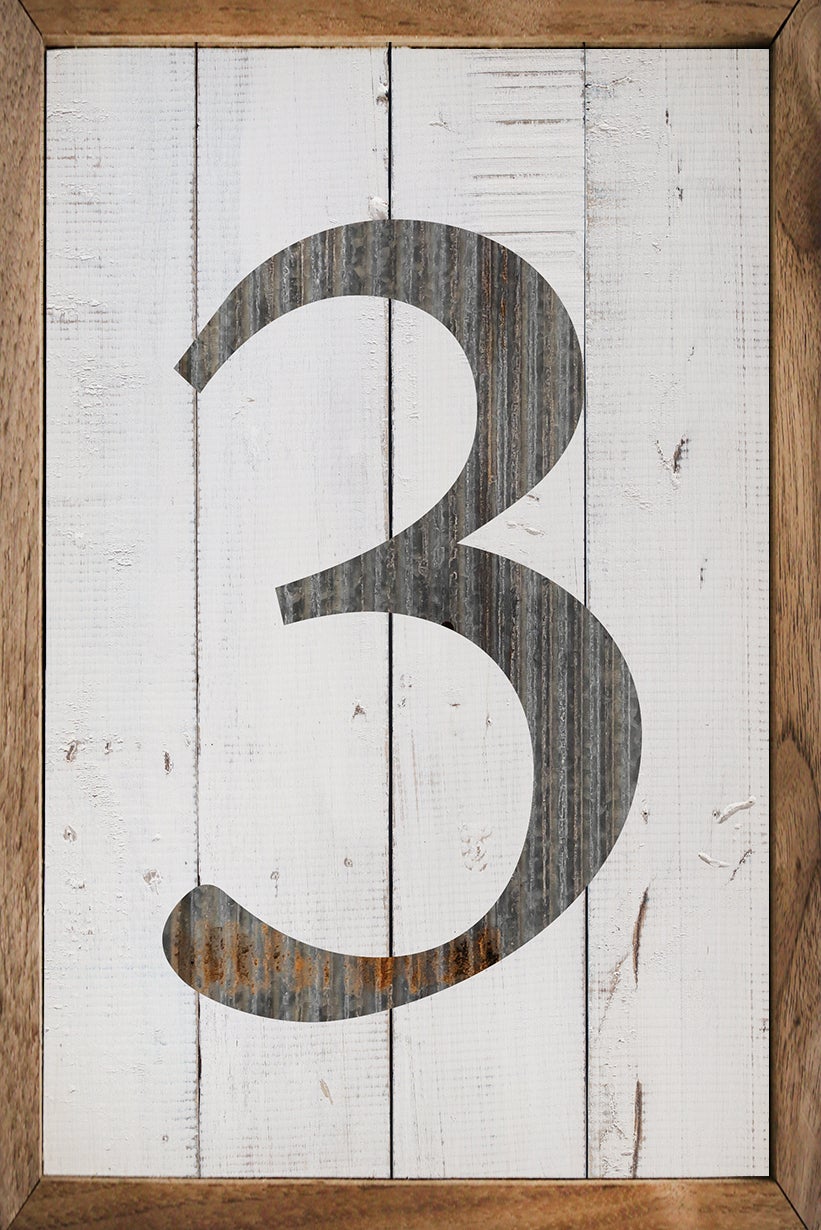Tin Number Three - letters & numbers | Kendrick Home